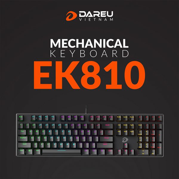 Bàn phím cơ Gaming DAREU EK810 – Black (MULTI-LED, Blue/ Brown/ Red D ...
