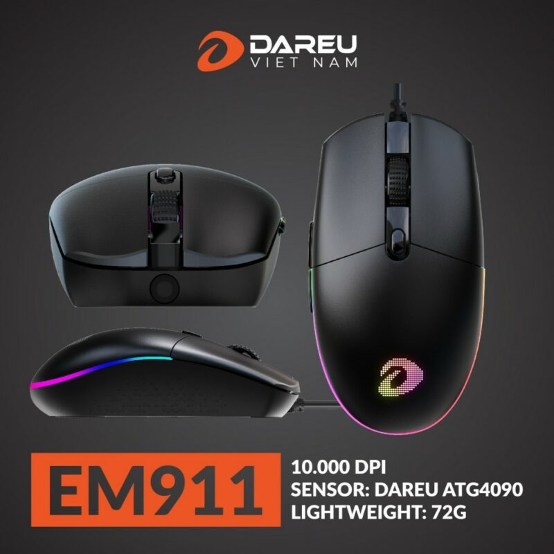 Chuột Gaming DAREU EM911 – Tặng bàn di chuột (RGB, DareU BRAVO sensor ...