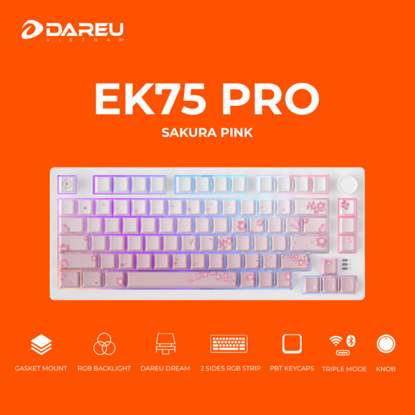 🎁🎁🎁 Tặng kèm bàn di ESP119 Orange – Bàn phím cơ không dây DAREU EK75 ...